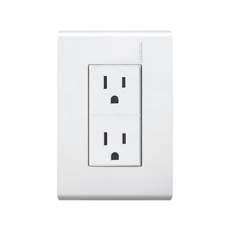 E6028BN — Contacto duplex 2P+T polarizado y aterrizado con placa blanca ...