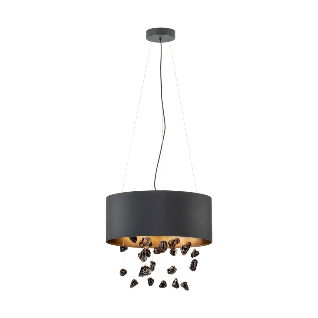 39845 — ESCUELA luminaria colgante en acero y textil negro marca Eglo